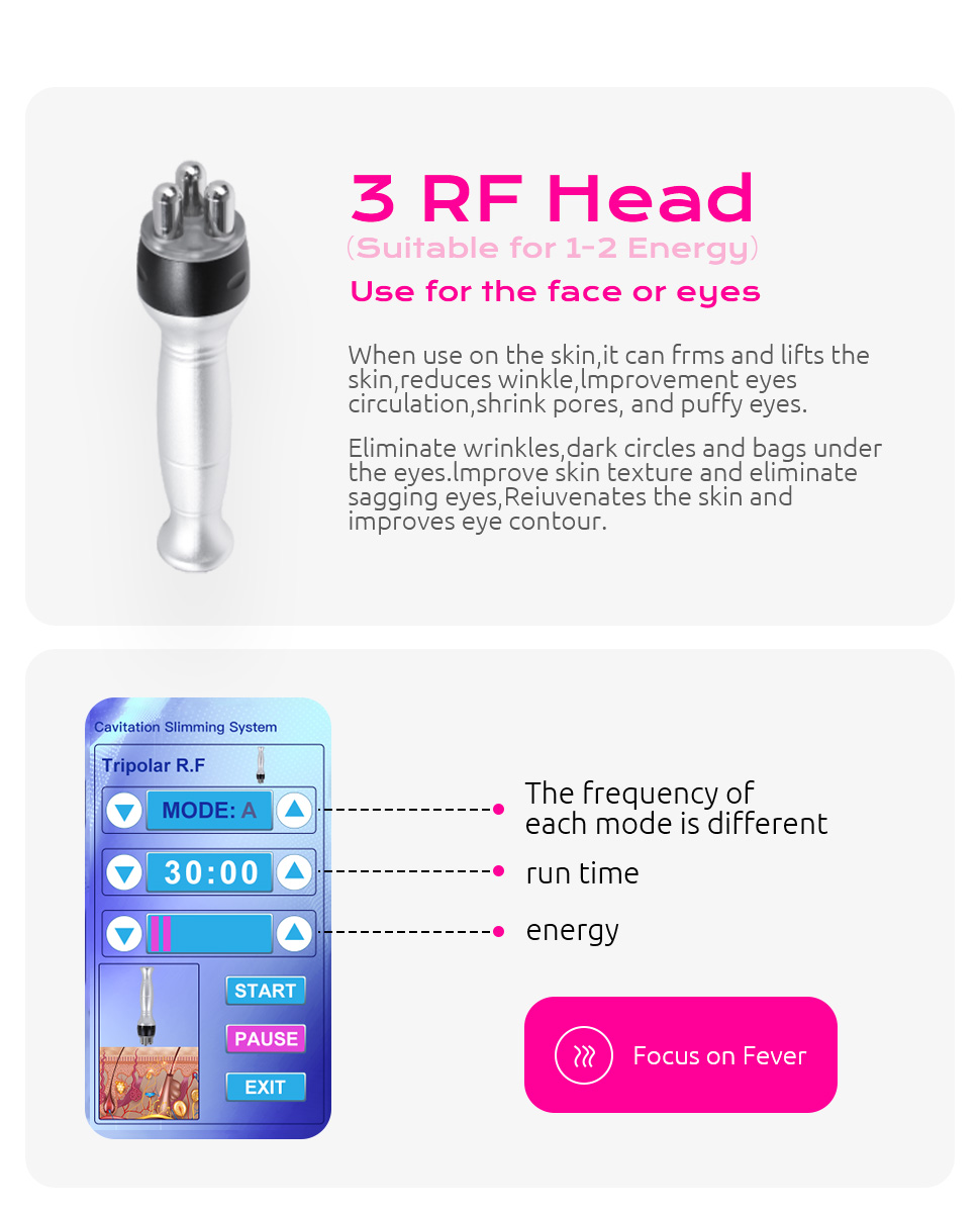Freyara 3in1 40k Rf Cavitation Machine Body Sculpting Slimming Device 3 Massage Heads For